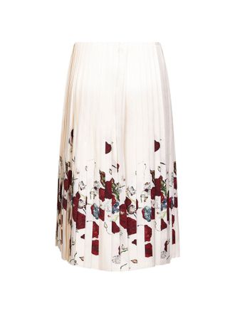 Khaite Womens Cream Printed Twill Pleated Midi Skirt Ivory Viscose