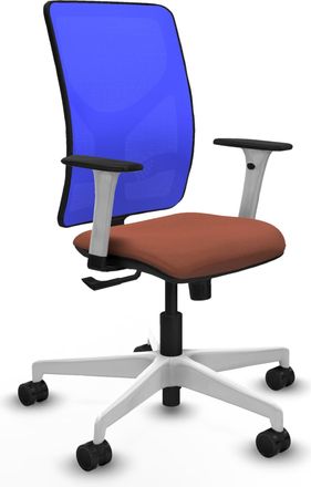 Piqueras y Crespo Arbeitsstuhl mit wei&szlig;en und schwarzen Armlehnen, h&ouml;henverstellbare Lendenwirbelst&uuml;tze, ausgestattet mit Sincro 3 Positionen und Schneideschaum, Blau/B