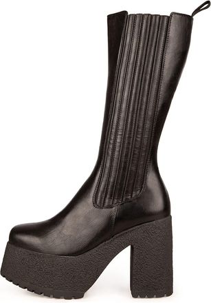 Lamoda Damen Long Division Mid Calf Boot, Black Pu, 40 EU