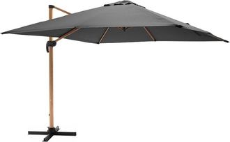 Oviala Parasol d&eacute;port&eacute; carr&eacute; 3x3m effet bois anthracite