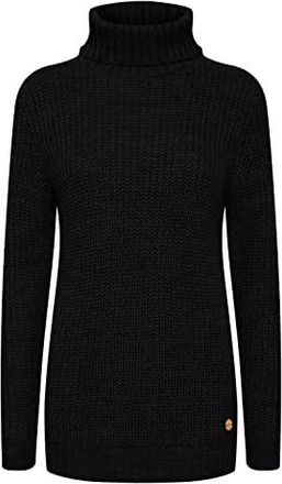 Oxmo OXNanna Pull en tricot épais pour femme avec col roulé Coupe droite, Noir (194007)., M