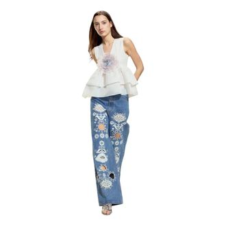 Cynthia Rowley Bestickte Hose mit weitem Bein - - Jeans - Damen - Mehrfarbig - W25