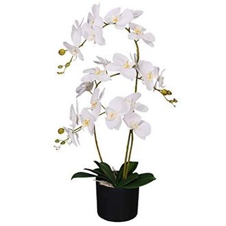 Leaf Kunstpflanze Orchidee, Blätter, 60 cm, groß, Weiß, 60cm Large White, LEAF-7040