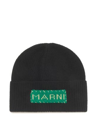 Marni bonnet c&ocirc;tel&eacute; en cachemire - Noir