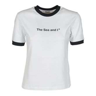 Msgm Msgm, Femme, Tops, Blanc, Taille: 34 FR T-shirts Graphiques et Polos avec Impression