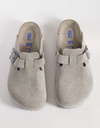 Birkenstock Boston - Sabots unisexes en daim - Taupe-Neutral