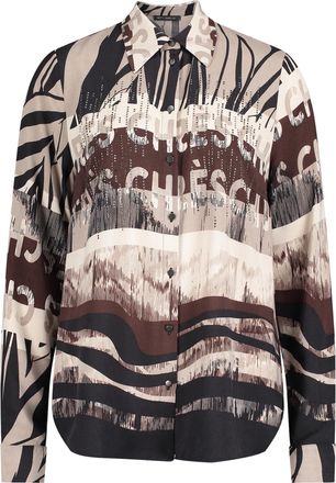 Betty Barclay Damen Hemdbluse mit Schmucksteinen 42, Beige/Schwarz