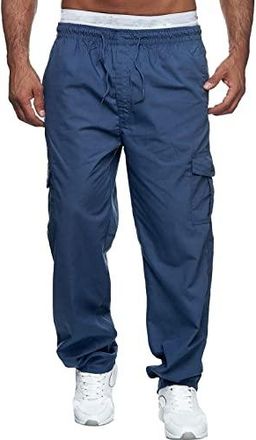 Generic Pantalon cargo pour homme - Pantalon de jogging baggy cargo avec plusieurs poches - Pantalon de travail respirant - Pantalon de loisirs - Couleur unie