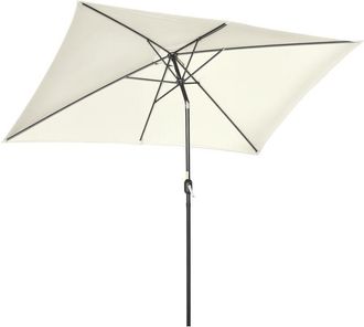 OUTSUNNY Parasol inclinable rectangulaire m&eacute;tal polyester haute densit&eacute; 2,95L x 1,95l x 2,4H m cr&egrave;me