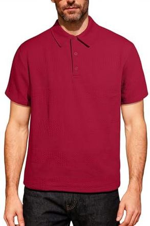 Generic Polo pour homme, manches courtes, col &agrave; revers boutonn&eacute;, tunique d&eacute;t&eacute; formelle, haut de golf, tendance, coupe ample, grande taille, chemise boutonn&eacute;e,