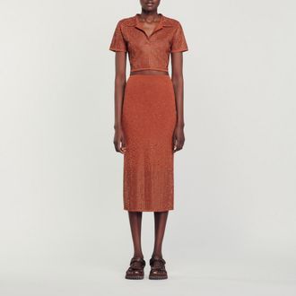 Sandro Jupe midi orn&eacute;e de strass