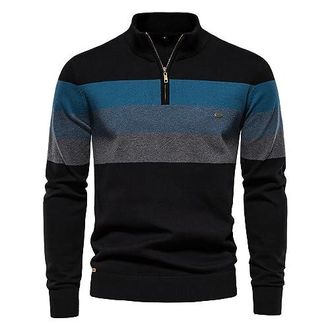 Generic Pull pour homme avec fermeture &eacute;clair 1/4 - Pull &agrave; col roul&eacute; - Manches longues - Pull en tricot - Col montant - T-shirt dext&eacute;rieur d&eacute;contract&eacute; - Coupe