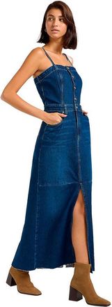 Lee Damen Maxi Denim Casual Dress, Dark Fusion, M EU
