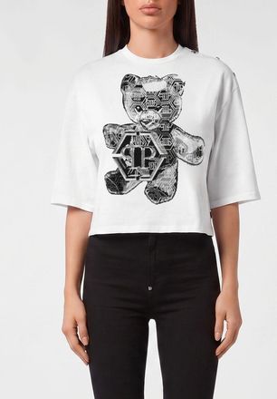 Philipp Plein T-shirt en jersey avec imprim&eacute; Teddy Bear et logo Hexagon en strass