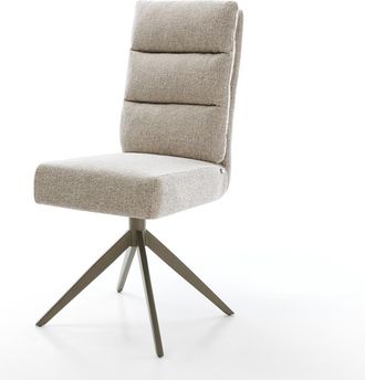 DELIFE Drehstuhl Pela-Flex Webstoff Soft Beige Kreuzgestell breit Effektfinish Titan 360&deg; drehbar Wippfunktion Taschenfederkern, Esszimmerst&uuml;hle