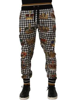Dolce & Gabbana Houndstooth Crown Print Joggers - Multicolor