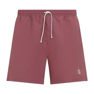 Brunello Cucinelli Homme, Maillots de bain, Rouge, Taille: XL Corallo Polyester Swim Shorts
