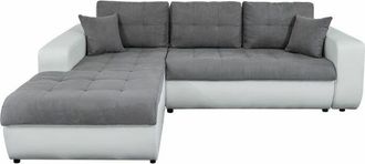 Usinestreet Usinestreet - Canap&eacute; dangle suzie Convertible en Simili et Microfibre - Angle Gauche, Blanc et Gris