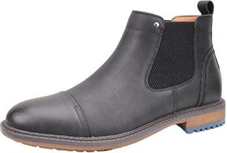 Generic Bottes Chelsea pour Homme Chaussures Classiques en Cuir PU À Bout Rapporté Bottines Ville Décontractées,Noir,43 EU