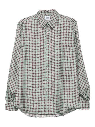Aspesi Seidenhemd mit geometrischem Print - Grün