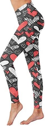 Generic Pantalon de yoga taille haute imprim&eacute; Saint-Valentin 2026 pour femme, collants de compression, course &agrave; pied, fitness, rouge past&egrave;que, L