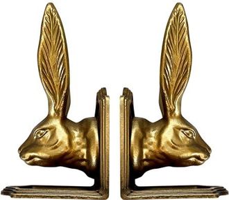 Fox Run Dekoratives Buchstützen-Set, Kaninchen, 100% Eisen, 11,9 x 10,2 x 21,8 cm, schwere Buchstützen
