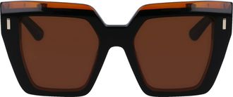 Calvin Klein Womens Sunglasses CK23502S - Black/Charcoal with Solid Brown Lens