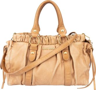 Miu Miu Crossbody Bags - Miu Miu Classic Leather Handbag - Gr. unisize - in Beige - f&uuml;r Damen