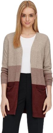 Only Damen Onlqueen L/S Long Cardigan KNT Noos Strickjacke, Mocha Meringue/Stripes:w. Melange/Brownie Melange/Spiced Apple Melange,S