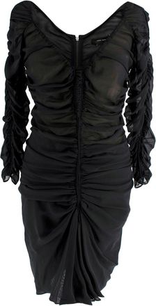 Isabel Marant Black Chiffon Ruched Mini Dress Size XS