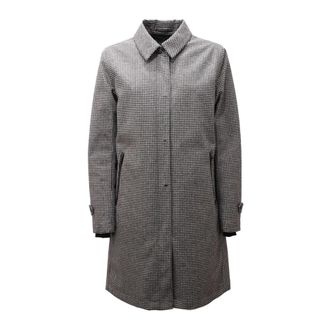 Herno Wollmantel mit Hahnentrittmuster und abnehmbarer Kapuze - - Coats - Damen - Schwarzk - L
