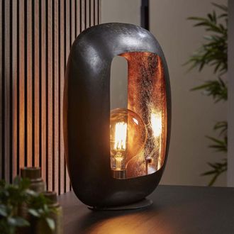 M&S Collection Lampe de table 34x13x35 cm en m&eacute;tal noir et argent&eacute;