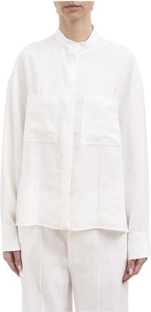 Dondup Femme, Blouses et Chemises, Blanc, Taille: 34 FR Camicia Regular in Gabardina di Viscosa