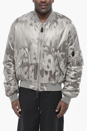Alexander McQueen Padded Bomber With Logo Print and Sleeve Pocket Alexander McQueen