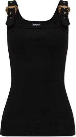 Versace Jeans Couture Femme, Tops, Noir, Taille: 38 FR Top avec boucles d&eacute;coratives sur les bretelles