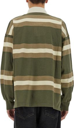 Autry Striped Cotton Polo Shirt - Green