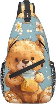 Generic Sacoche Homme Bandouliere Ours Abeille Fleurs Multifonction Sling Sac &agrave; Bandouli&egrave;re Antivol Crossbody Bag pour Femme Cyclisme Camping