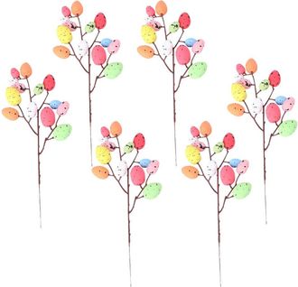 Pretyzoom Osterei Zweige Bunte Styropor Ostereier Blumenstrauß 32cm DIY Schaumstoff Eier Blumenstecker 6 Stück Blumenarrangement Zweige Blumenvase Foto Requisit