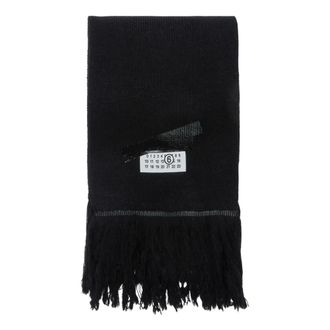 Maison Margiela Schal mit Logo und Fransen - - Accessories - Damen - Schwarzk - ONE SIZE