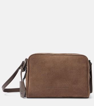Brunello Cucinelli Schultertasche Small aus Veloursleder