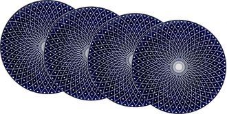 Ritzenhoff & Breker Speiseteller-Set Royal Reiko, 4-teilig, 26,5 cm Durchmesser, Porzellangeschirr, Blau-Weiß, 26.50 x 26.50 x 3.00 cm