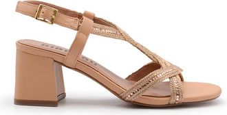 Bibi Lou Femme, Chaussures, Beige, Taille: 39 EU Sandales en Cuir avec Tissu Scintillant