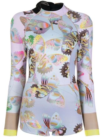 Cynthia Rowley combinaison Sunset Butterfly &agrave; manches longues - Violet