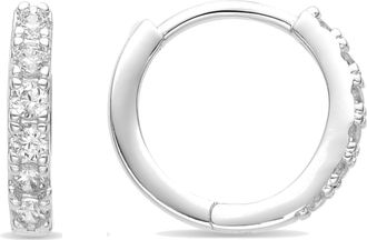 Luxenter Ohrringe mit glänzendem Zirkoniastein, Silber-Finish - Ulgel, Pequeños, Metall, Zirkonia