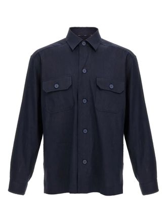 BOSS chemise &agrave; poches poitrine - Bleu