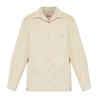 Kenzo Homme, Chemises, Beige, Taille: M Chemise Signature Oversize en Coton &agrave; Chevrons
