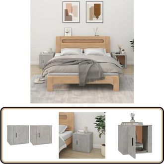 vidaXL Nachttische 2 Stk. Betongrau 50x39x47 cm - Beton Grau Nachttisch - Holzwerkstoff Möbel - Wohnzimmer Dekoration - Schlafzimmer Einrichtung - Kommoden