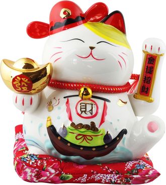 Freak Scene Glückskatze - Maneki-Neko - Winkekatze aus Porzellan 26 cm weiß - Maneki Neko