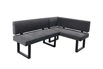 Byliving Eckbank Vancouver/Webstoff anthrazit/Metall Gestell schwarz pulverbeschichtet/Taschenfederkern/Langer Schenkel Links / 181,5 x 125, H 86 cm