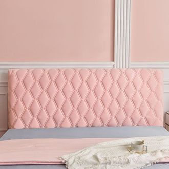 Generic Dehnbarer Gesteppter Kopfteilbezug aus Samt Queen Bett King Bett Verst&auml;rkter Staubdichter Schutz f&uuml;r Wohnheim Schlafzimmer Rosa 210cm/83in